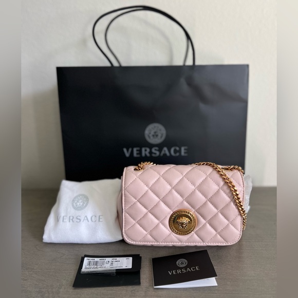 Versace | Bags | Versace Small Quilted Crossbody Shoulder Bag In Powder ...